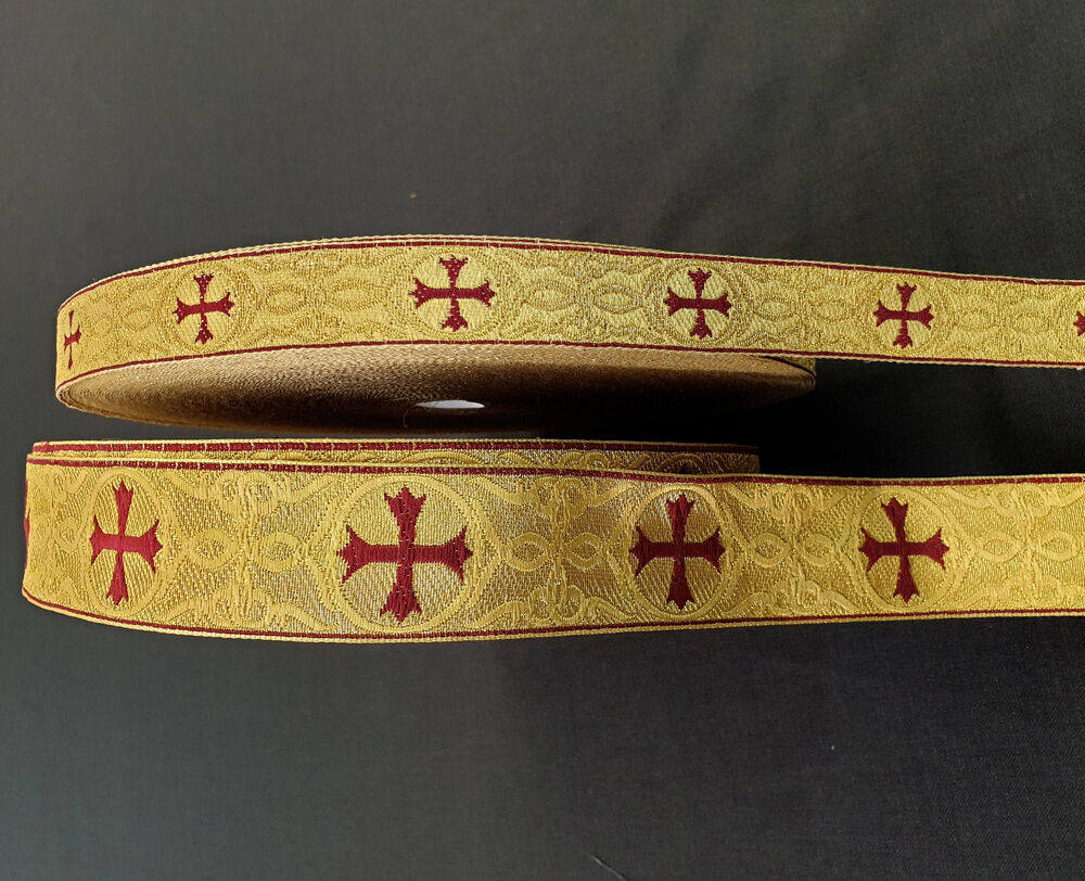 GALLOON FOR VESTMENTS DARK RED WITH GOLD • buy | for sale >>> ORTHODOX